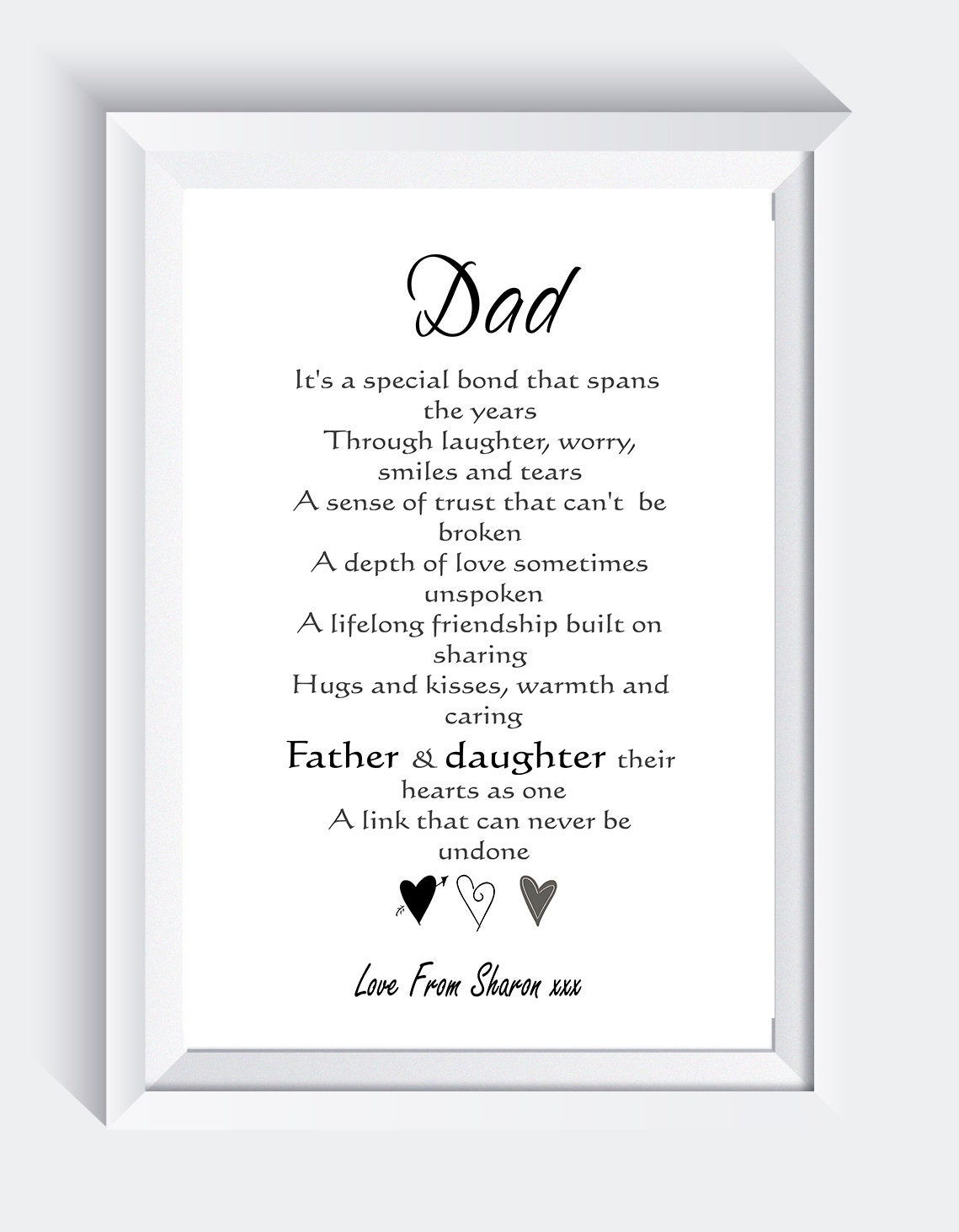 Personalised Poem for Dad From Daughter A4 Print Only Unframed | Etsy