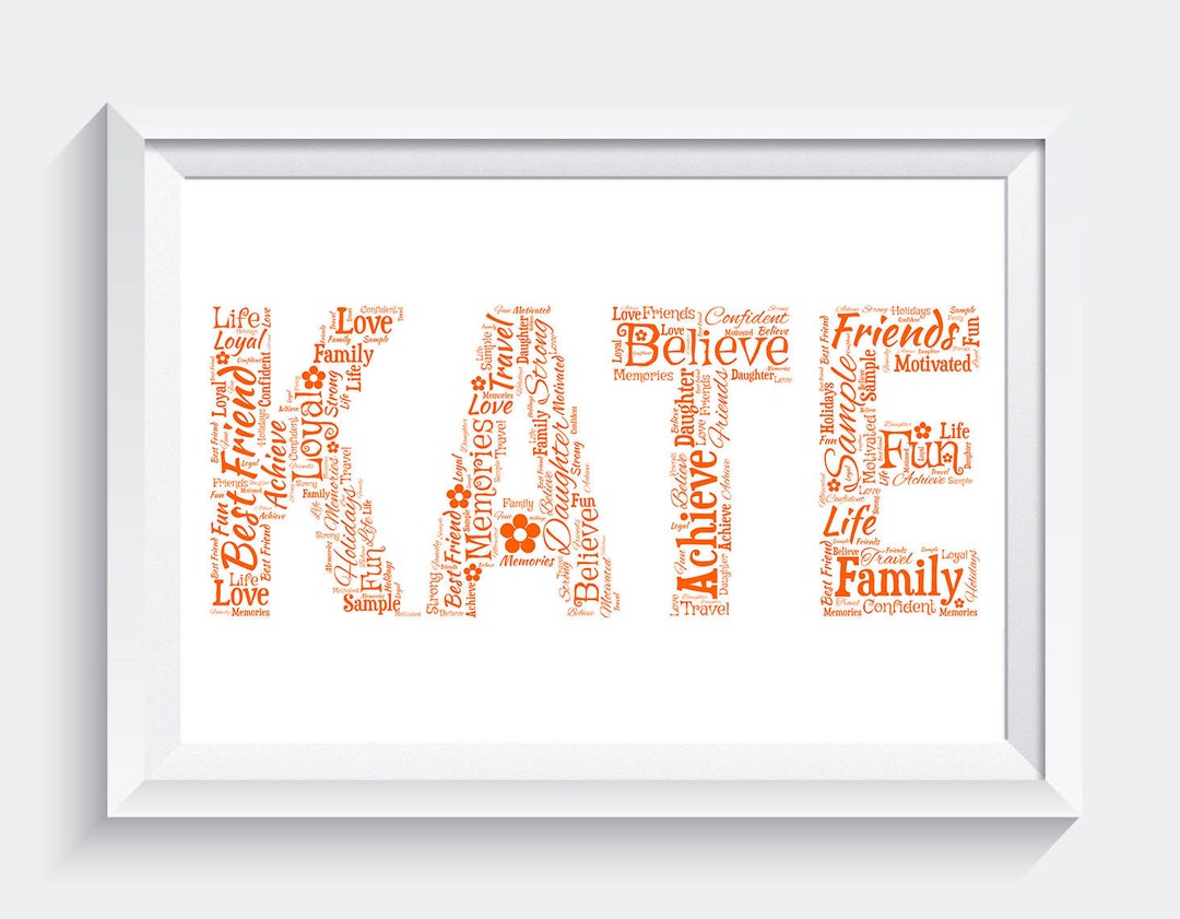 Personalised Name Word Art Best Friend Birthday Family A4 Print ONLY ...