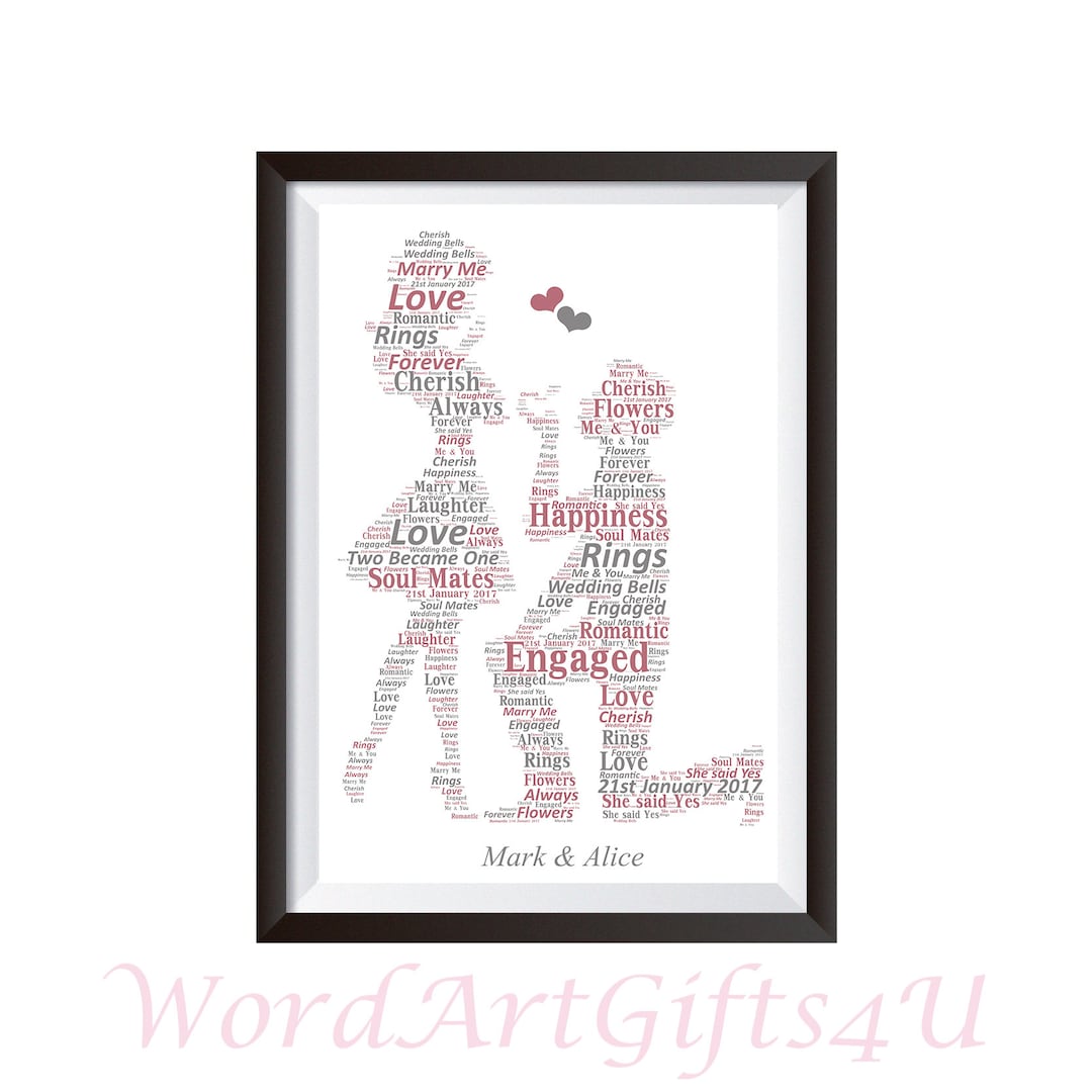 Personalised Engagement Proposal Couple Word Art Print Gift - Etsy UK