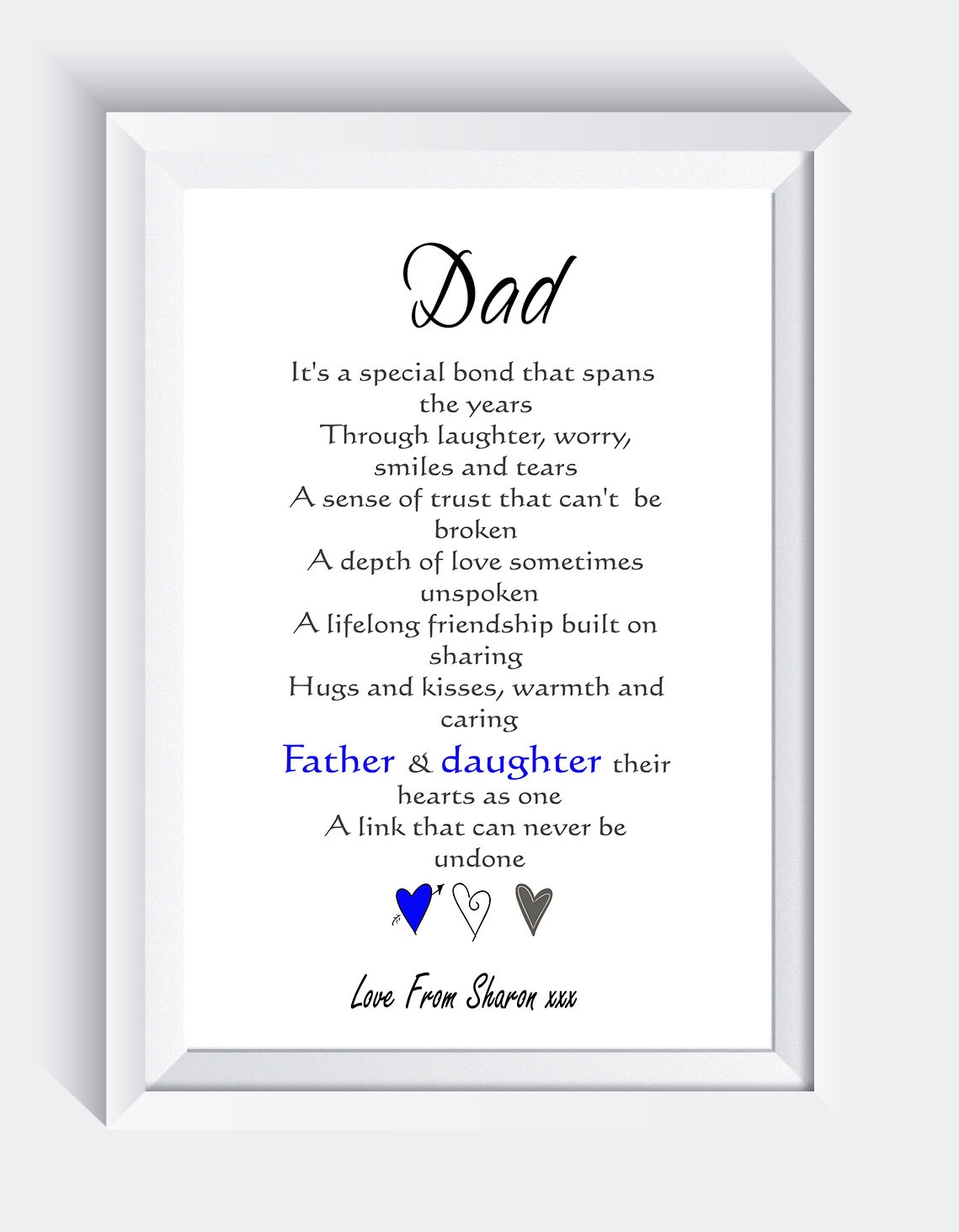 Personalised Poem for Dad From Daughter A4 Print Only Unframed | Etsy