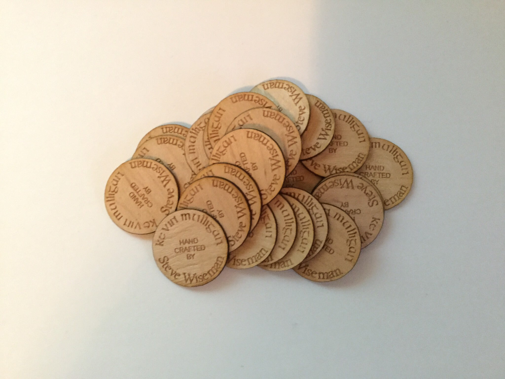 20, 1.25" Wooden Signature Medallions, Woodturners, Woodworkers, 20 ...