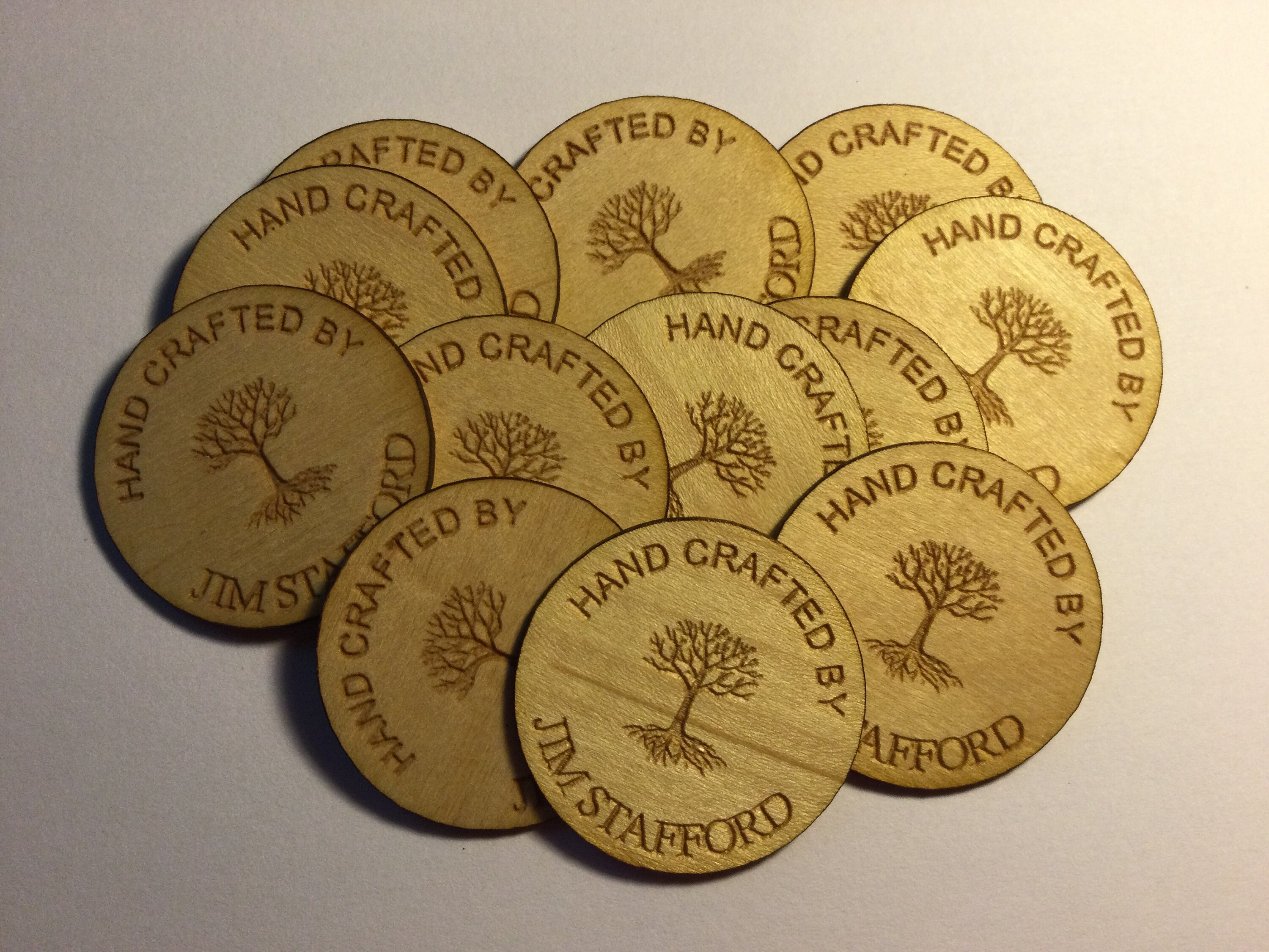 20, 1.25" Wooden Signature Medallions, Woodturners, Woodworkers, 20 ...
