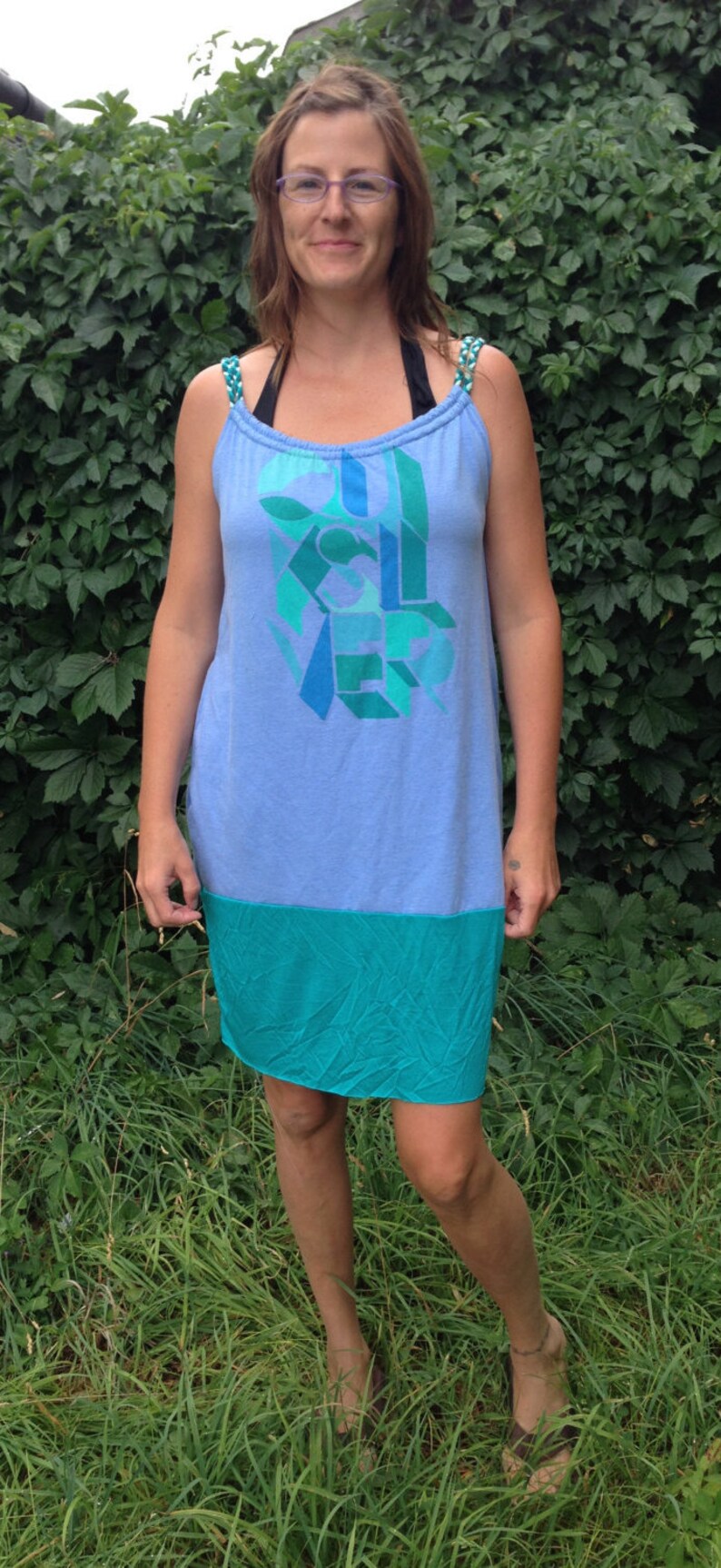50% OFF Upcycled T-shirt Dress Swimsuit Cover With Braided - Etsy
