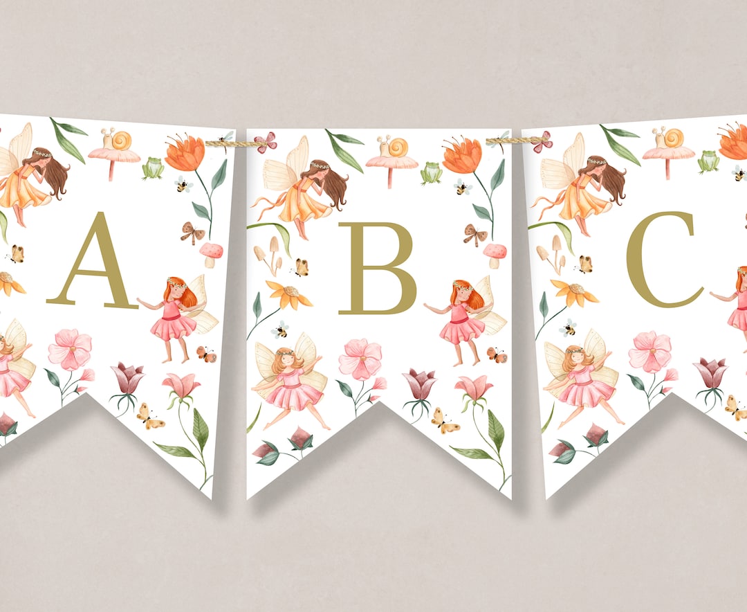 Editable Fairy Birthday Bunting Fairy Party Bunting Magical Floral ...