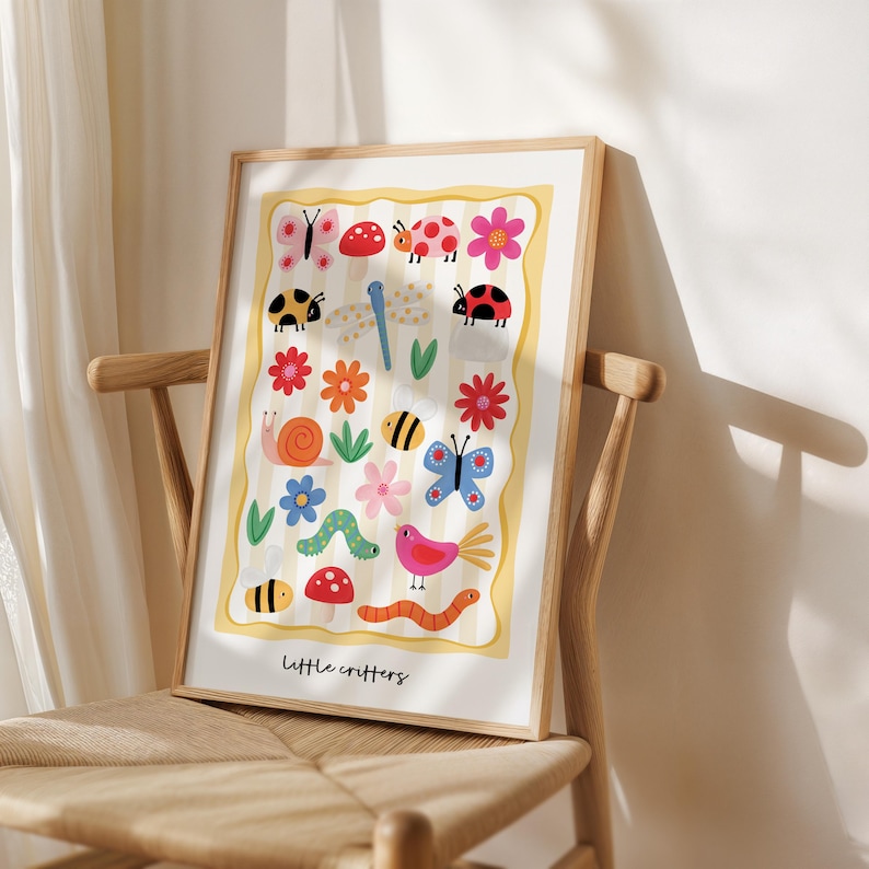 Little Critters Nursery Art Print, Wall Art for Kids Room, Cute Insect ...
