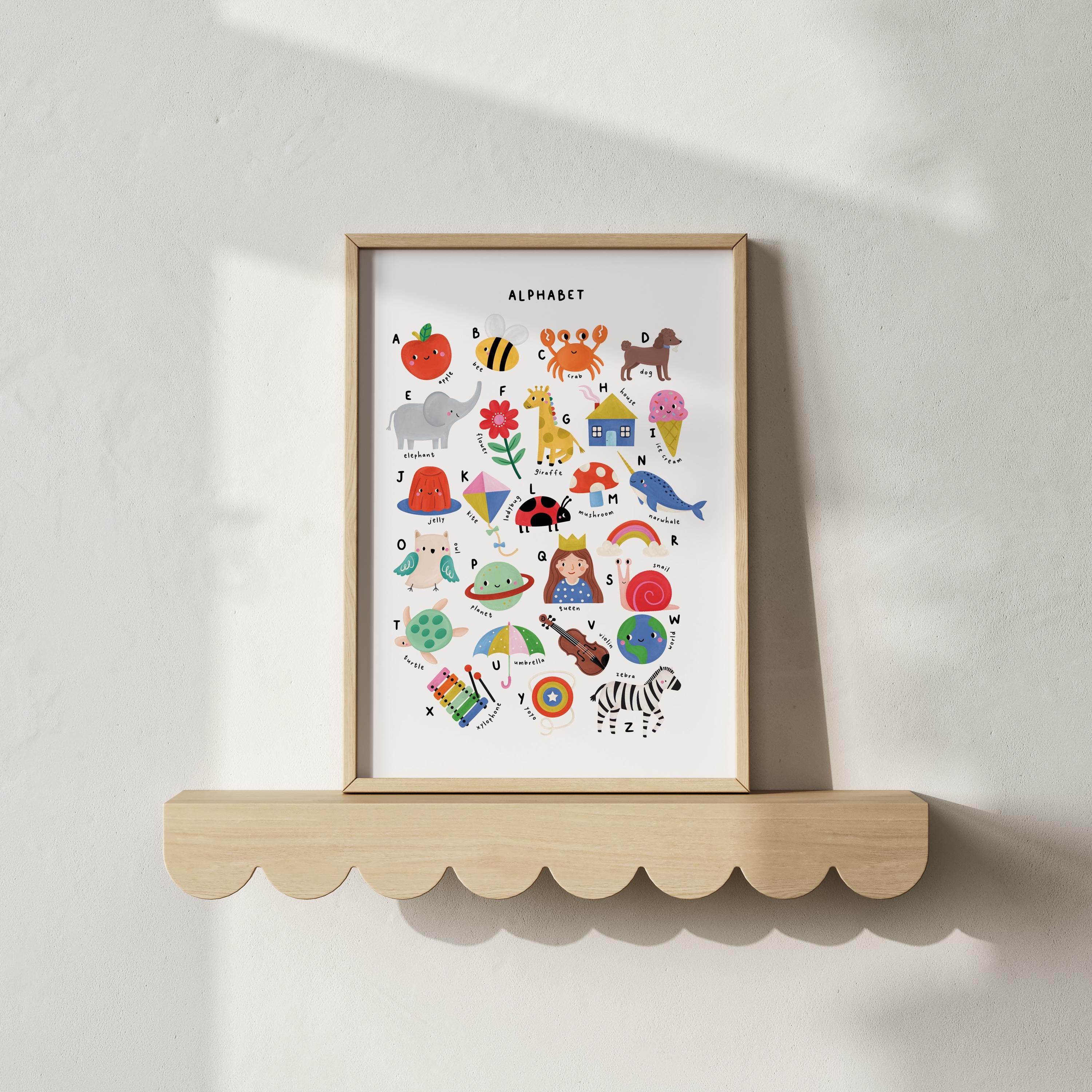 Colourful Kids A-Z Alphabet Print, Educational Nursery Wall Art, ABC ...