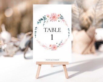 Blush Floral Wedding Table Number Template Printable Blush - Etsy