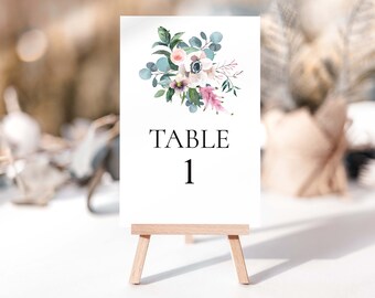 Peach Floral Wedding Table Number Template Printable Blush - Etsy