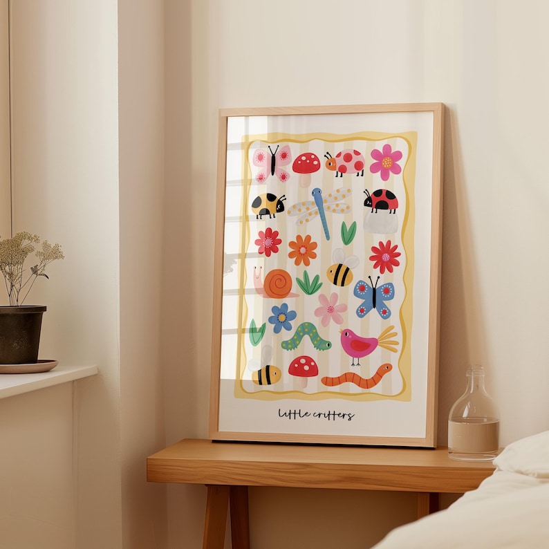 Little Critters Nursery Art Print, Wall Art for Kids Room, Cute Insect ...