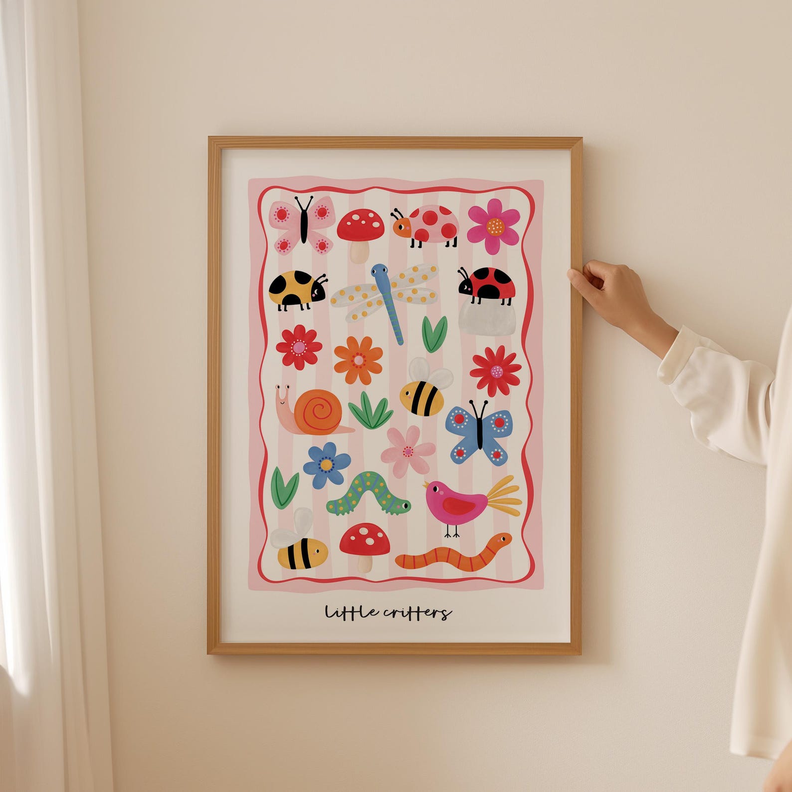 Pink Bug Nursery Art Print, Wall Art for Girls Bedroom, Cute Little ...