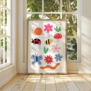 Bug and Garden Wall Art for Kids, Giclée Print With Snail, Bee ...
