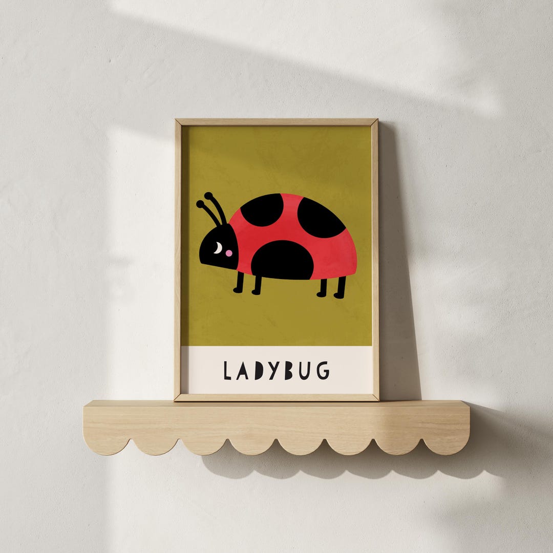 Ladybug Wall Art for Kids – Red and Black Insect Print, Nursery Room ...