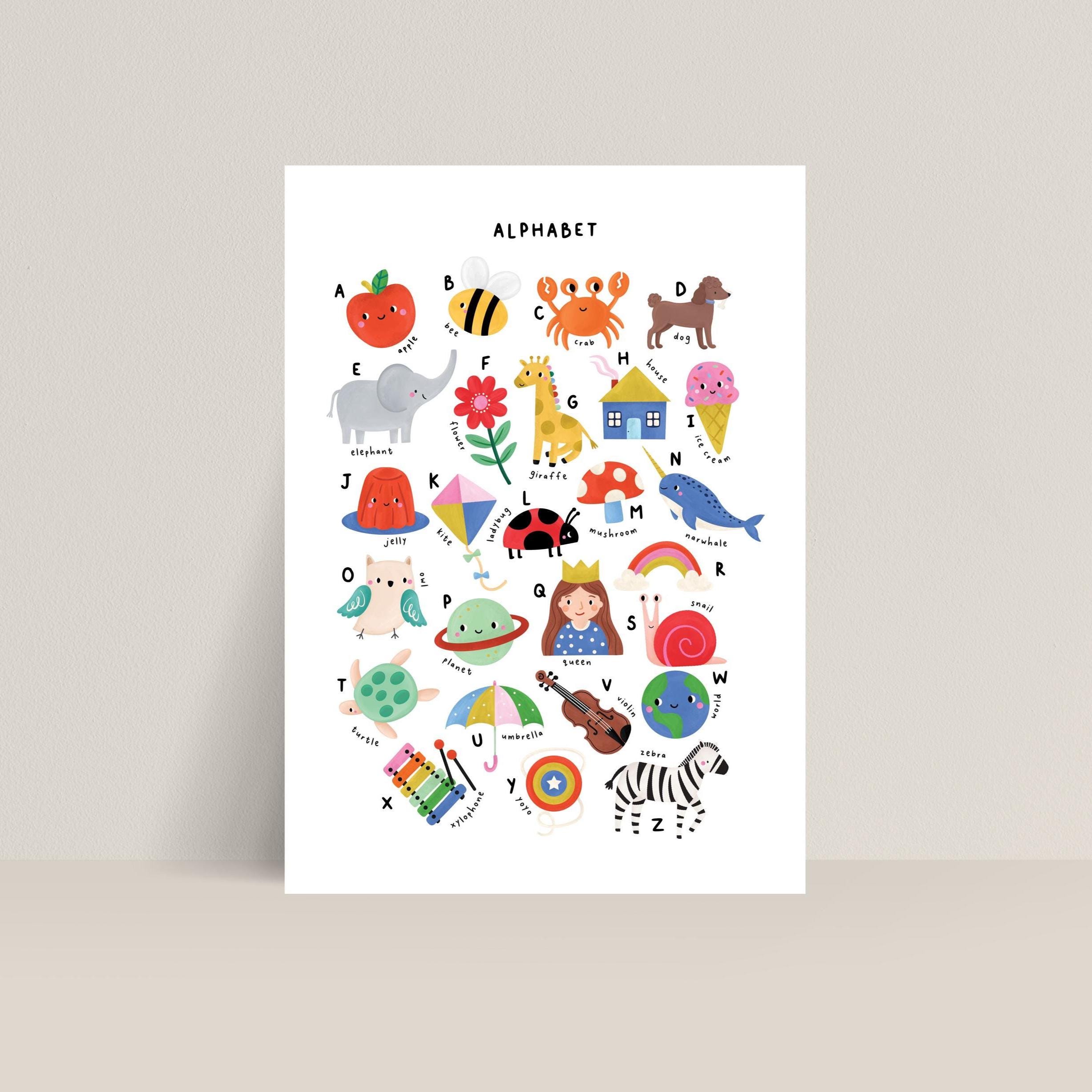 Colourful Kids A-Z Alphabet Print, Educational Nursery Wall Art, ABC ...