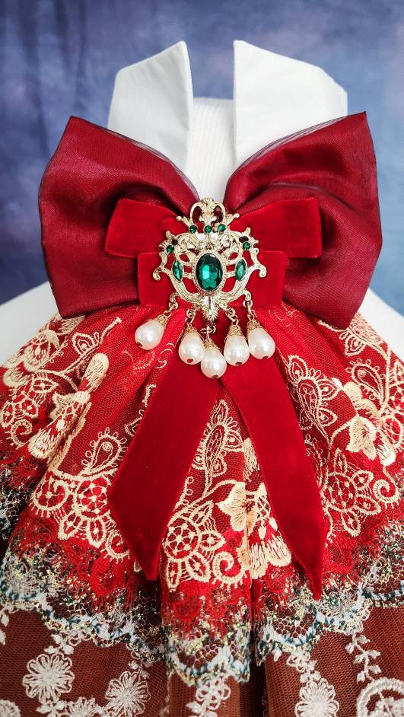 Red Gold Lace Jabot, 18th Century Men's Fashion, Rococo Men's Costume ...