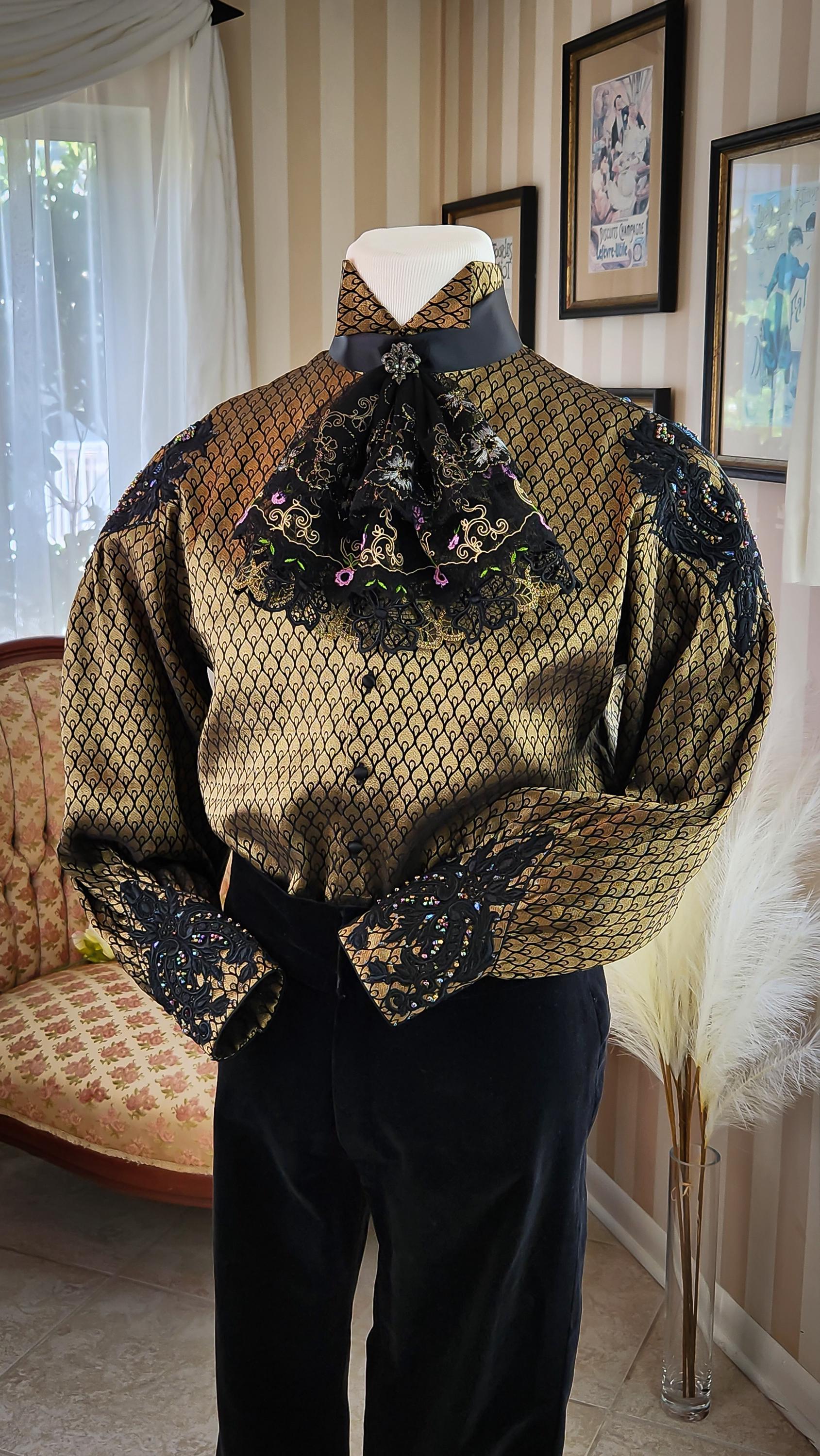 Black Gold Lace Jabot, 18th Century Men's Fashion, Rococo Men's Costume ...