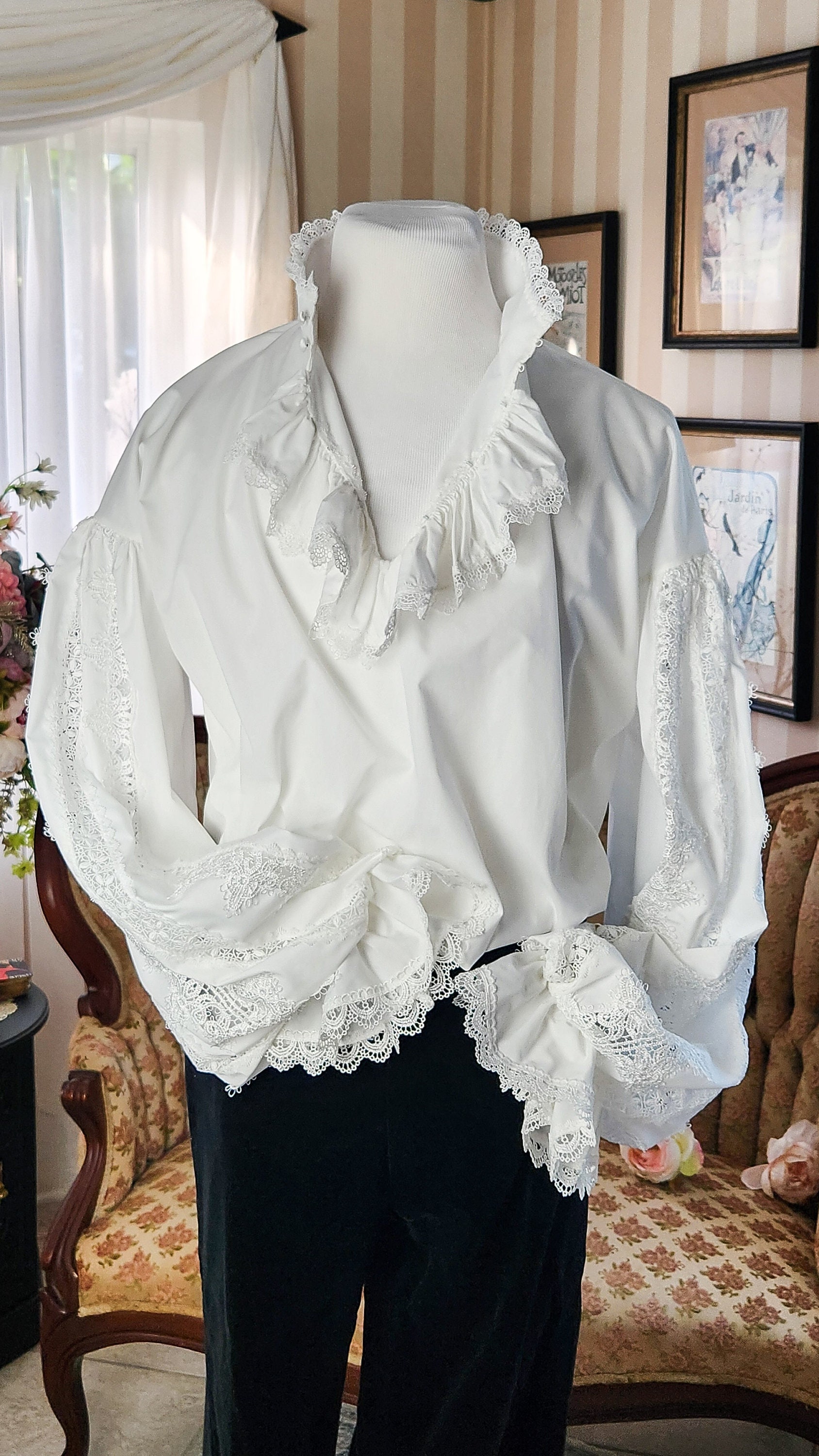 18th Century Clothing, Men's Shirt,men's White Shirt, Men's Lace Shirts ...