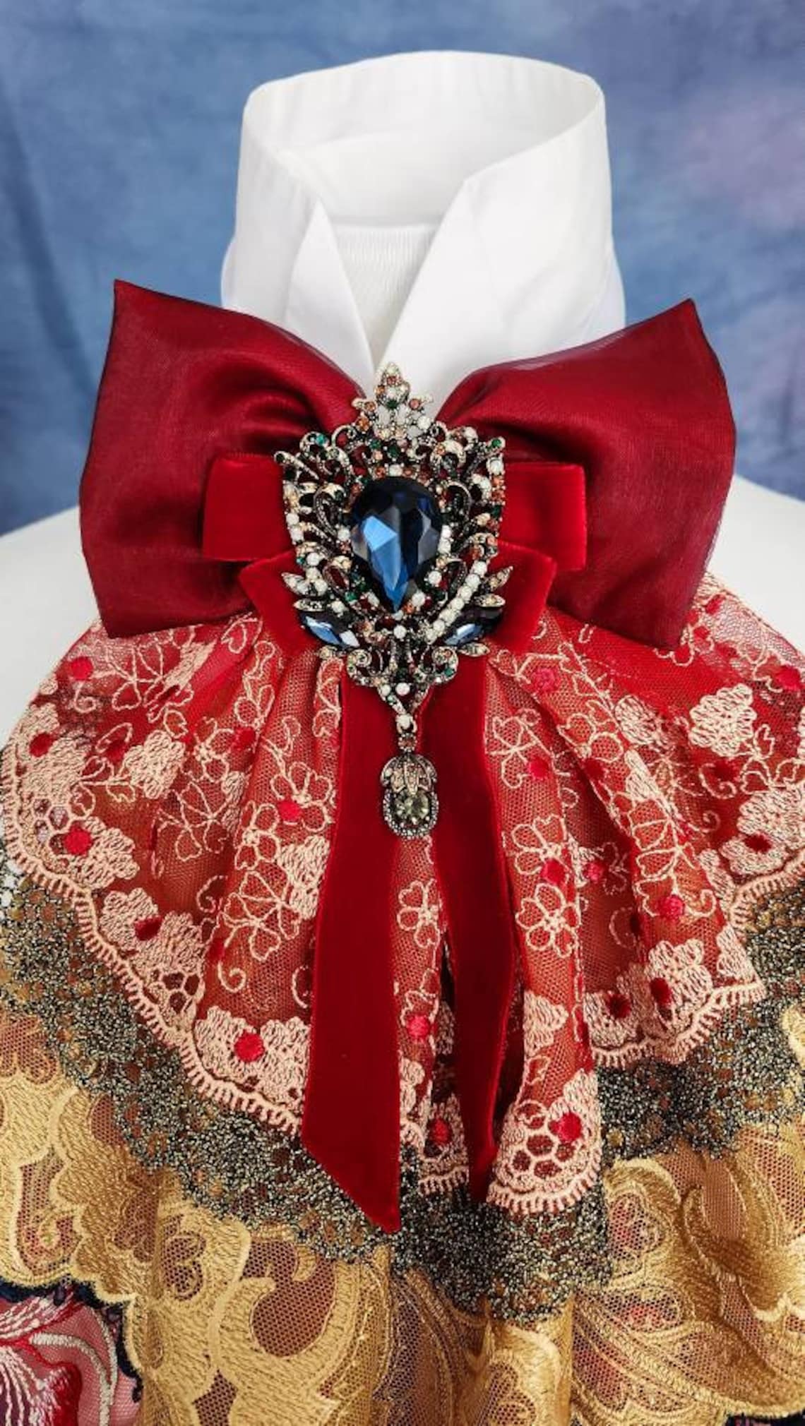 Red Gold Lace Jabot, 18th Century Men's Fashion, Rococo Men's Costume ...