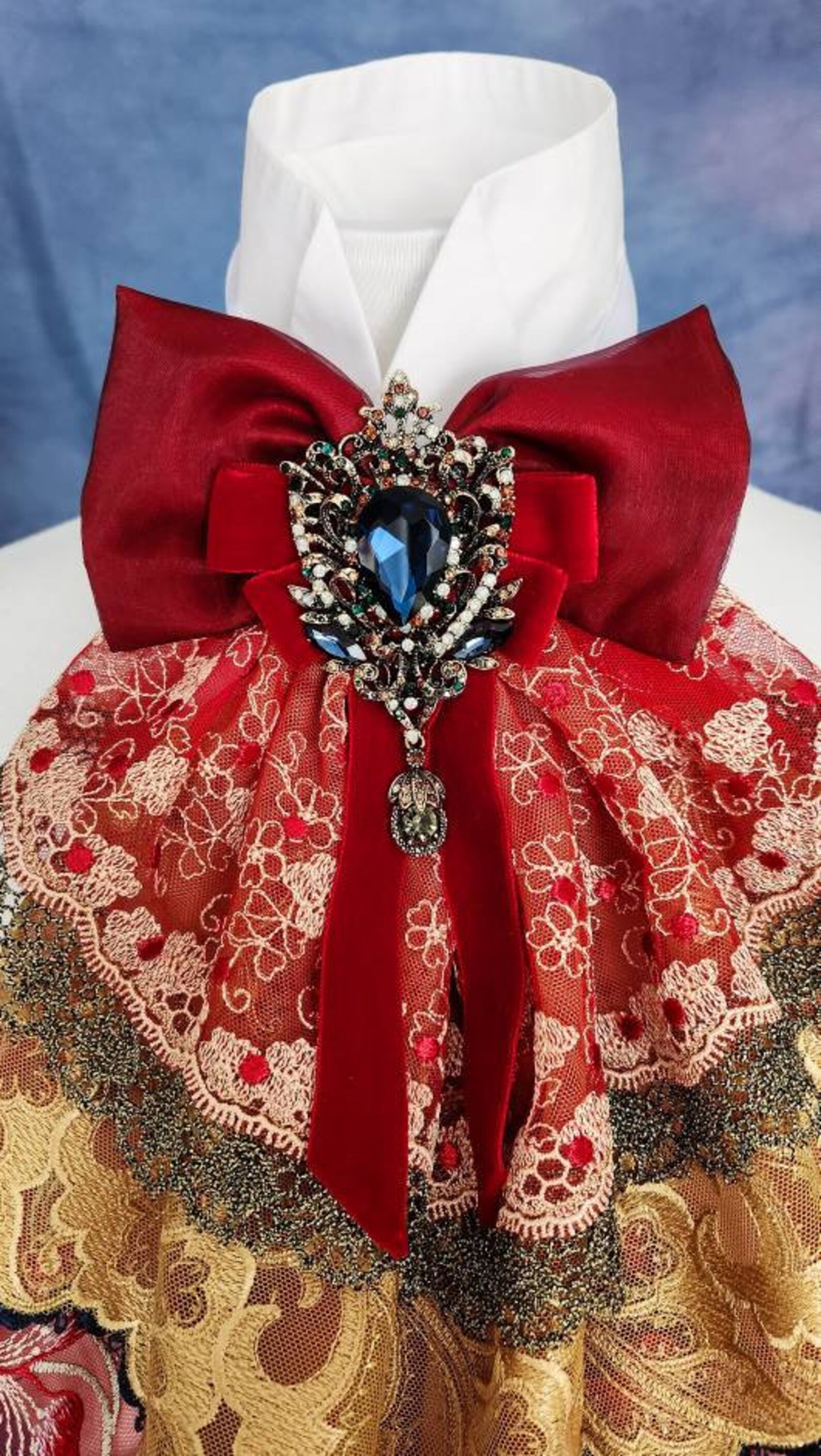 Red Gold Lace Jabot, 18th Century Men's Fashion, Rococo Men's Costume ...