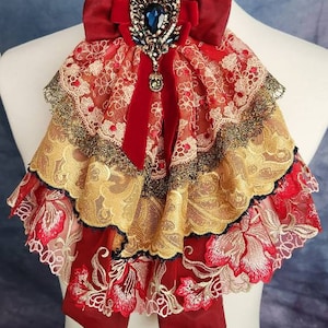 Red Gold Lace Jabot, 18th Century Men's Fashion, Rococo Men's Costume ...