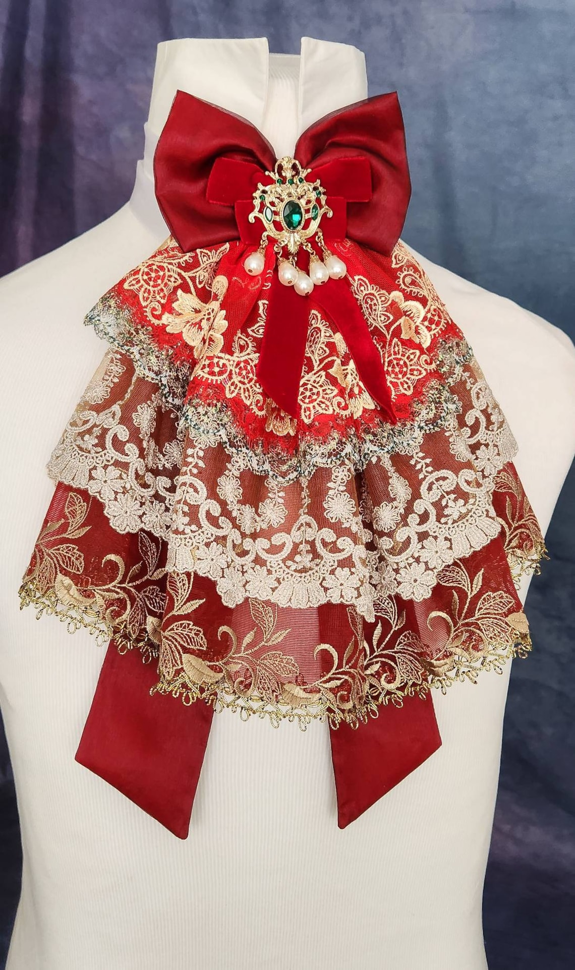 Red Gold Lace Jabot 18th Century Men's Fashion Rococo - Etsy
