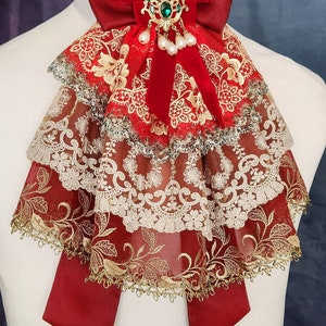Red Gold Lace Jabot, 18th Century Men's Fashion, Rococo Men's Costume ...