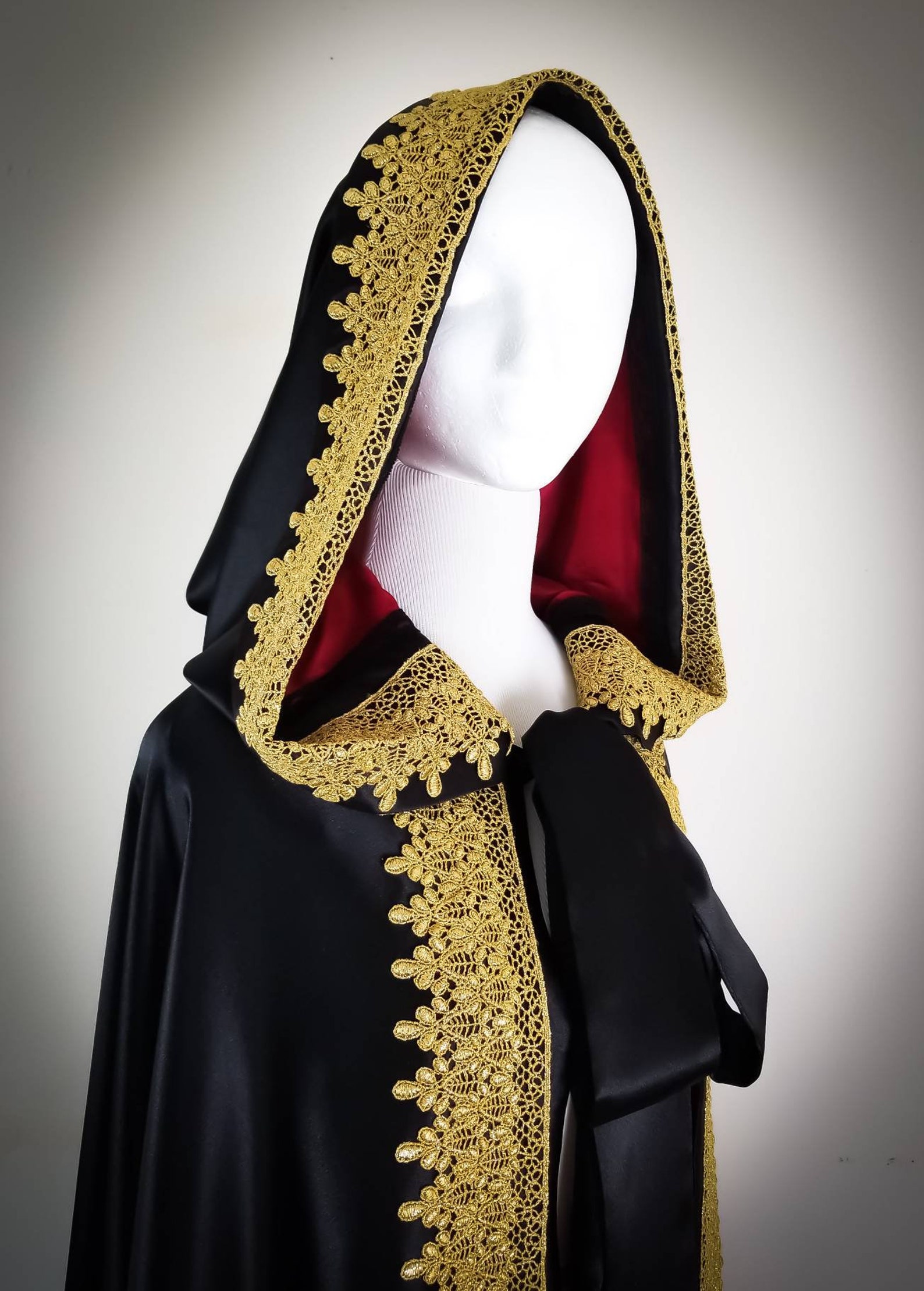 Hooded Black Cape Red Lining 18th Century Clothing Rococo - Etsy