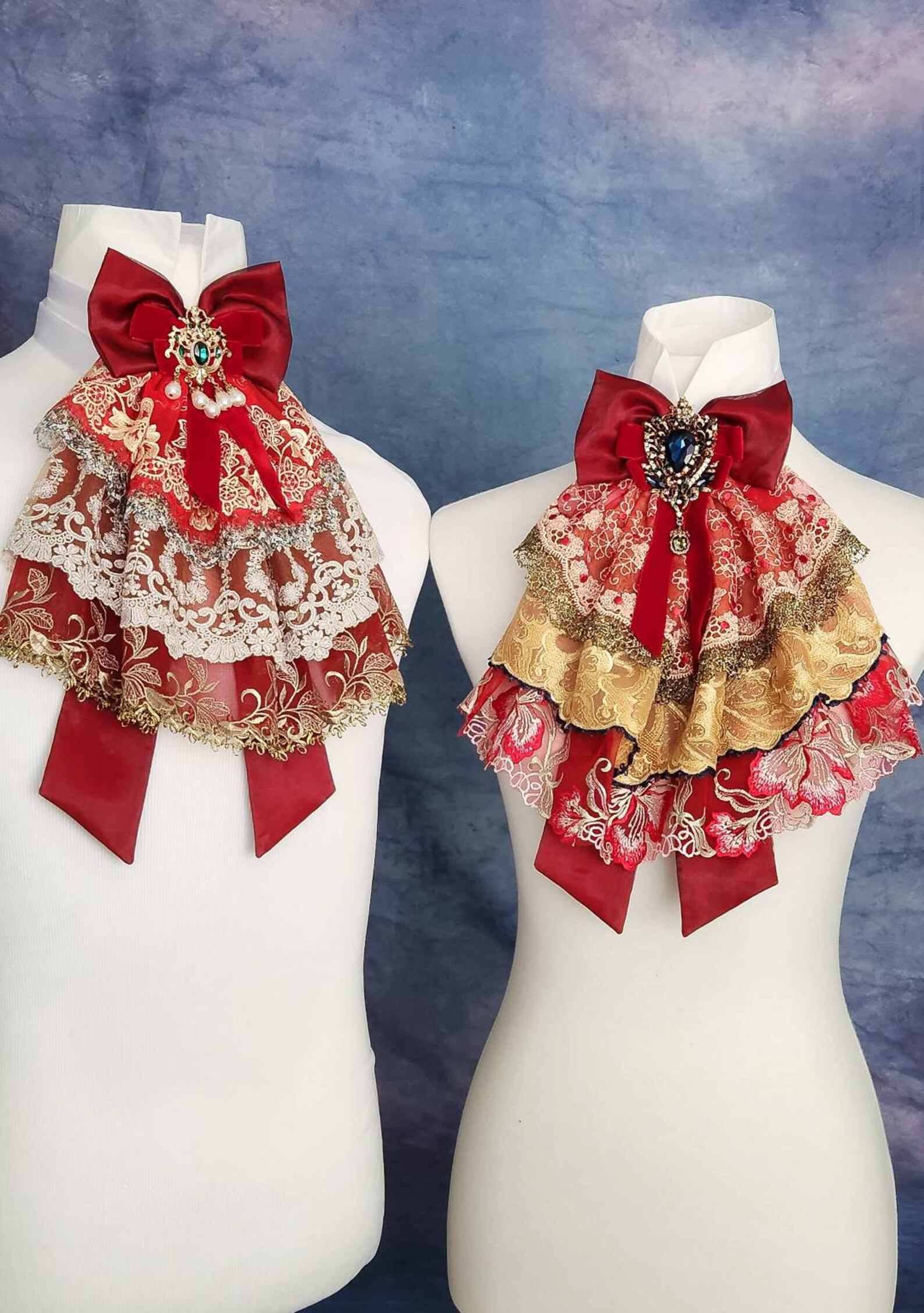 Red Gold Lace Jabot, 18th Century Men's Fashion, Rococo Men's Costume ...