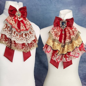 Red Gold Lace Jabot, 18th Century Men's Fashion, Rococo Men's Costume ...