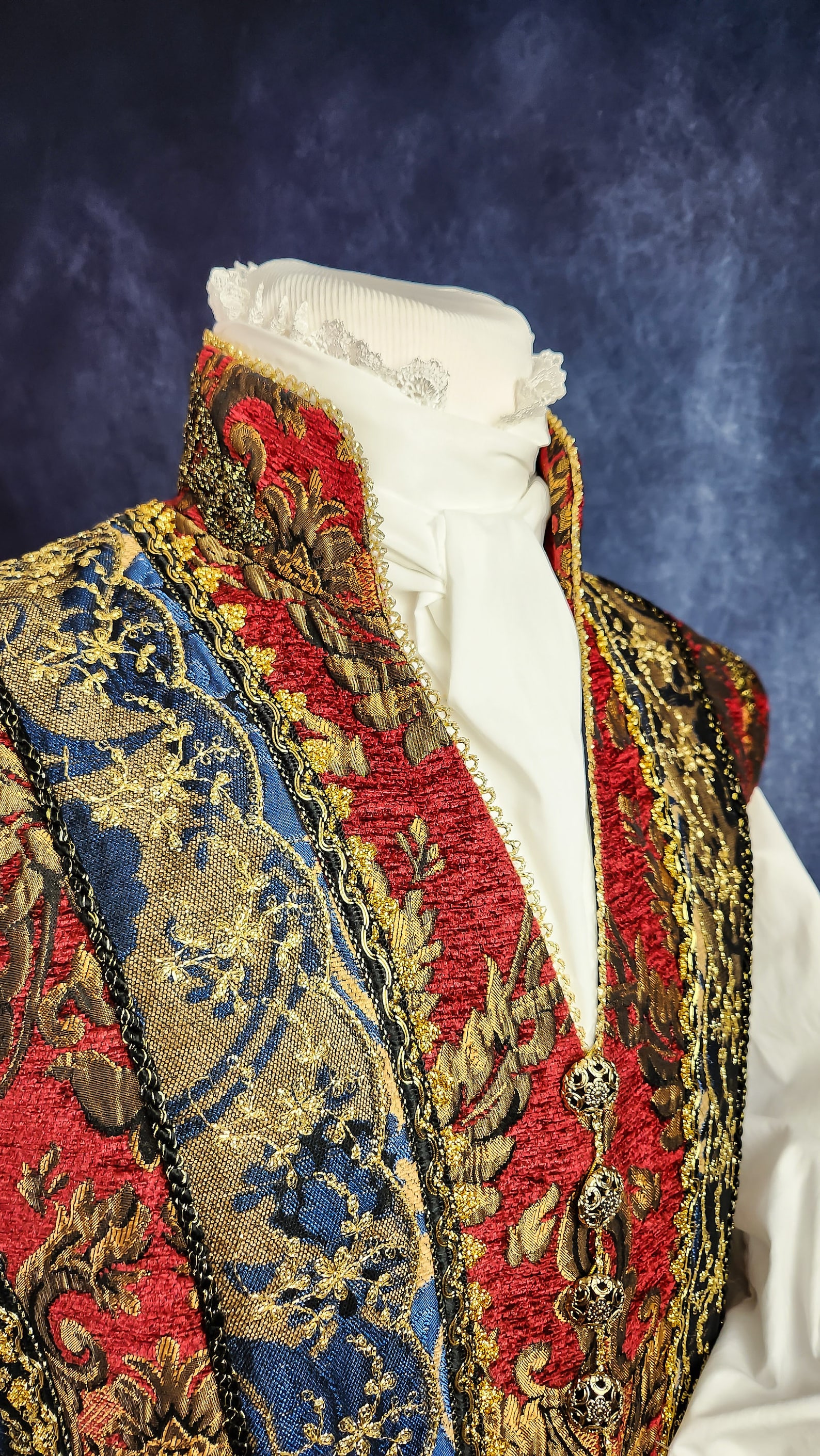 Red Blue Gold Tudor Renaissance Men's Waistcoat, 17th Century Costume ...