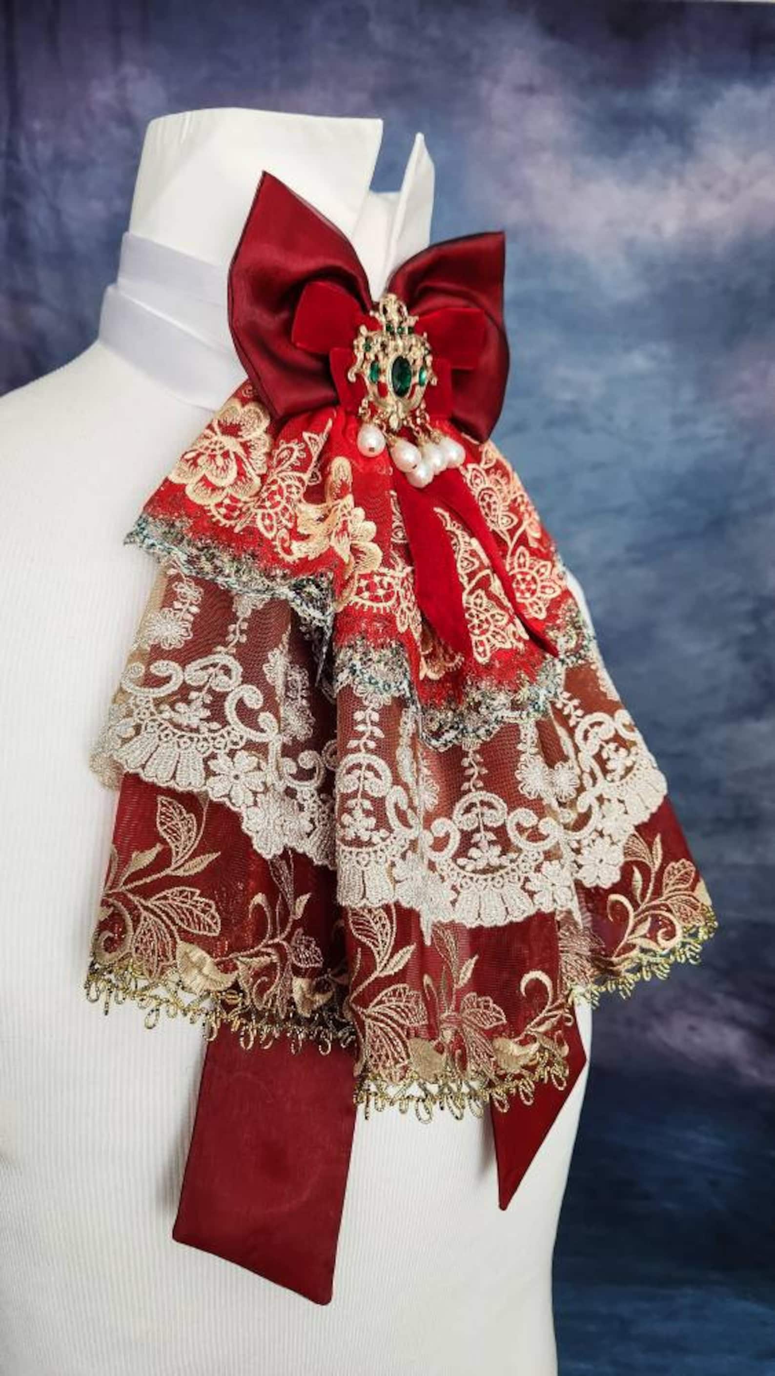 Red Gold Lace Jabot 18th Century Men's Fashion Rococo - Etsy