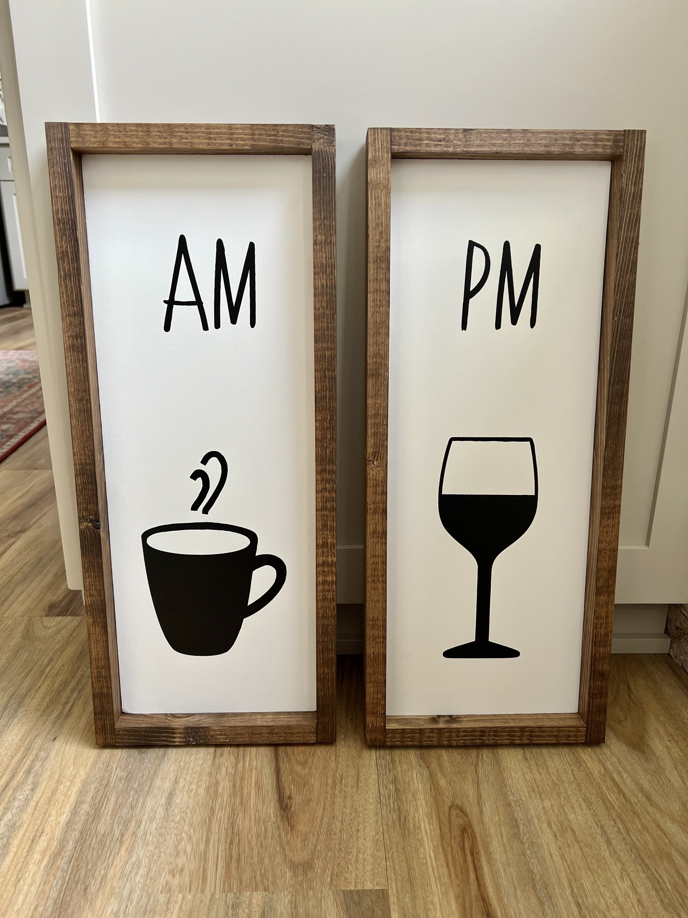 Am Pm Sign AM Coffee PM Wine Rustic Kitchen Signs - Etsy