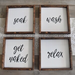 Bathroom Signs Set of 4 Farmhouse Decor Rustic Signs - Etsy