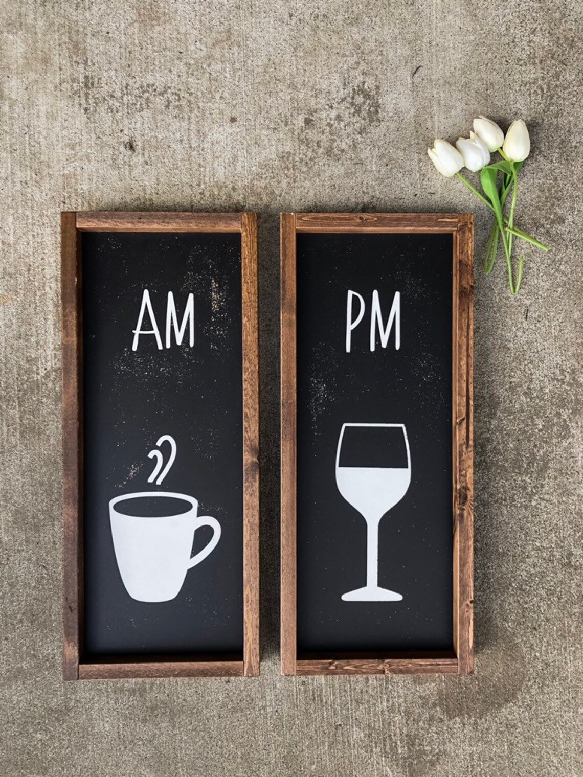 Am Pm Sign AM Coffee PM Wine Rustic Kitchen Signs - Etsy