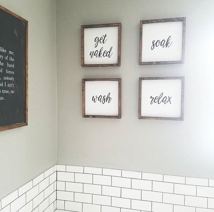 Bathroom Signs - Set of 4 - Farmhouse Decor - Rustic Signs - Farmhouse ...