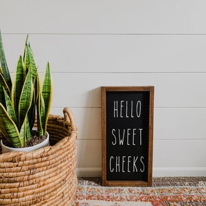 Hello Sweet Cheeks Sign - Love Sign - Bathroom Sign - Bedroom Sign ...