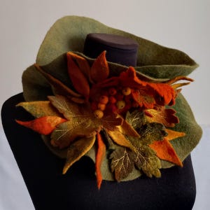 Autumn Decor Womens Scarves Felted Accessories Green Scarf Wool Neck ...