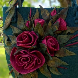 Summer Bag Handmade Bag Rose Flower Gift for Mom Gift for Woman Green ...
