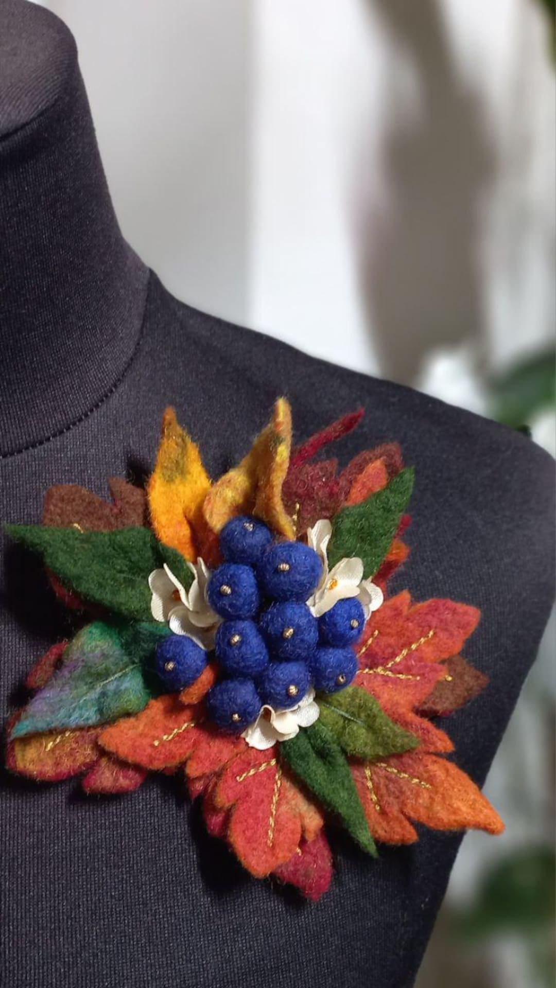 Rowan Brooch Scarf Decoration Handmade Gift Natural Product Felted Wool ...
