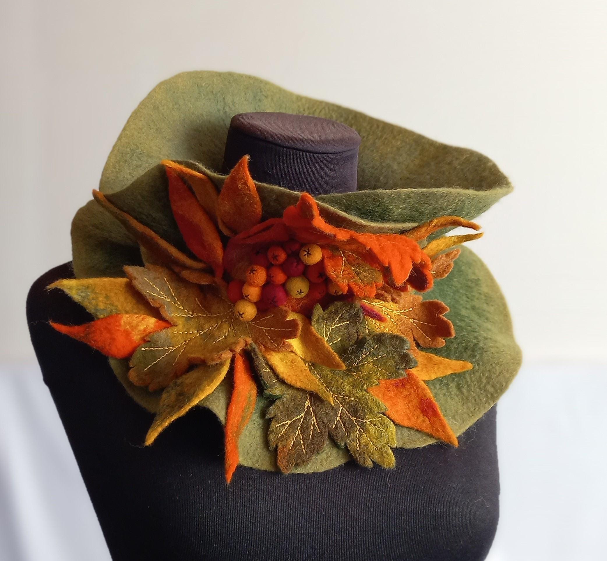 Autumn Decor Womens Scarves Felted Accessories Green Scarf Wool Neck ...