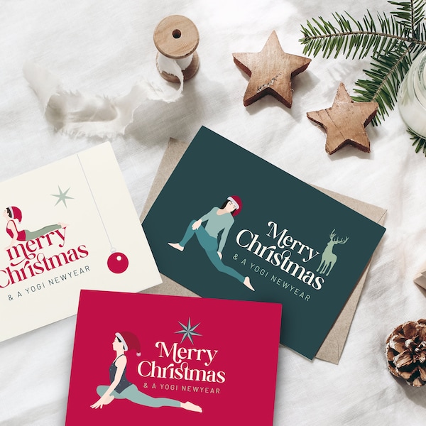 Yoga Christmas Card - Etsy