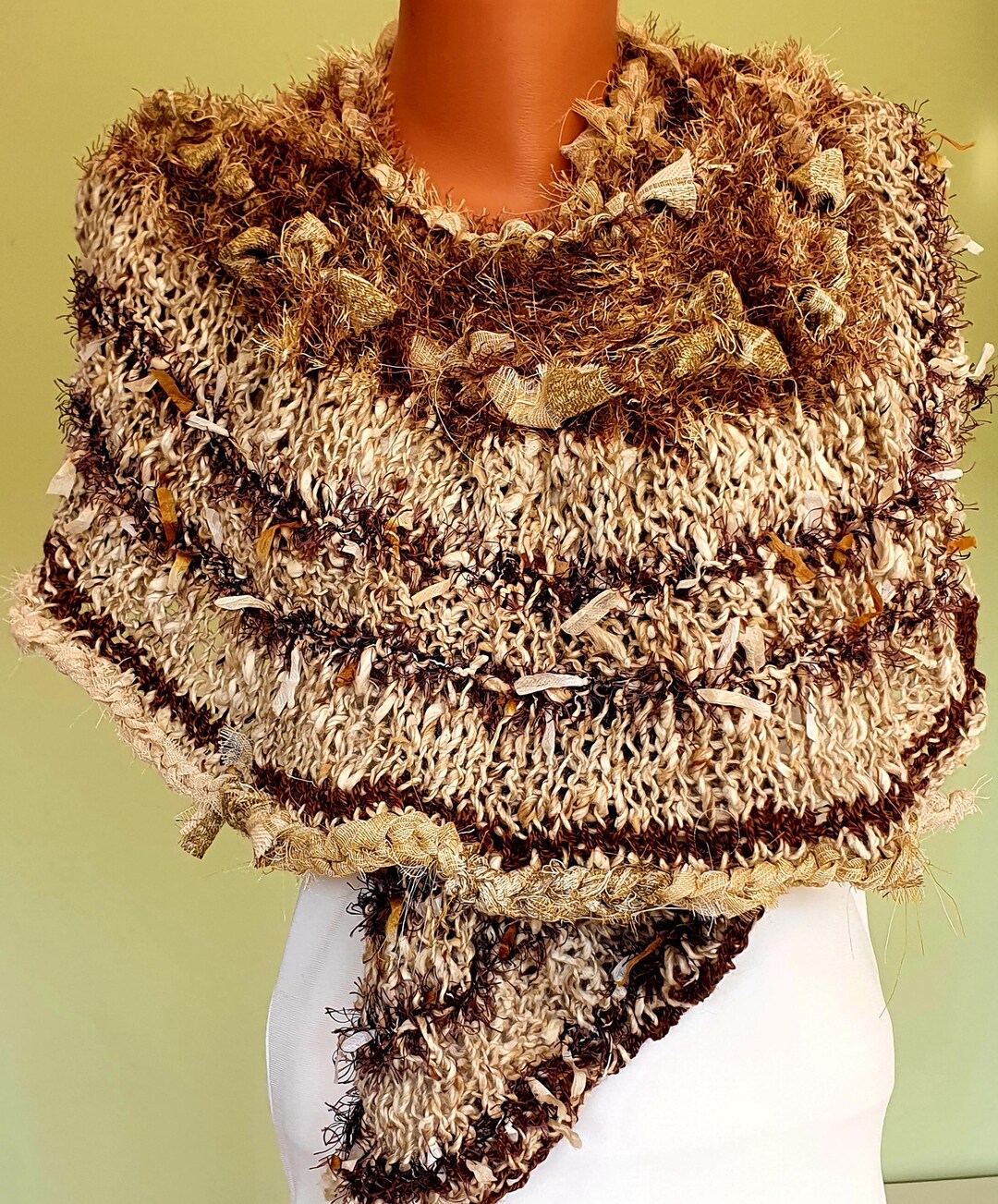 Cape/stole Luxurious Textures Cloak Poncho Cover-up BRIDAL Party Chic ...