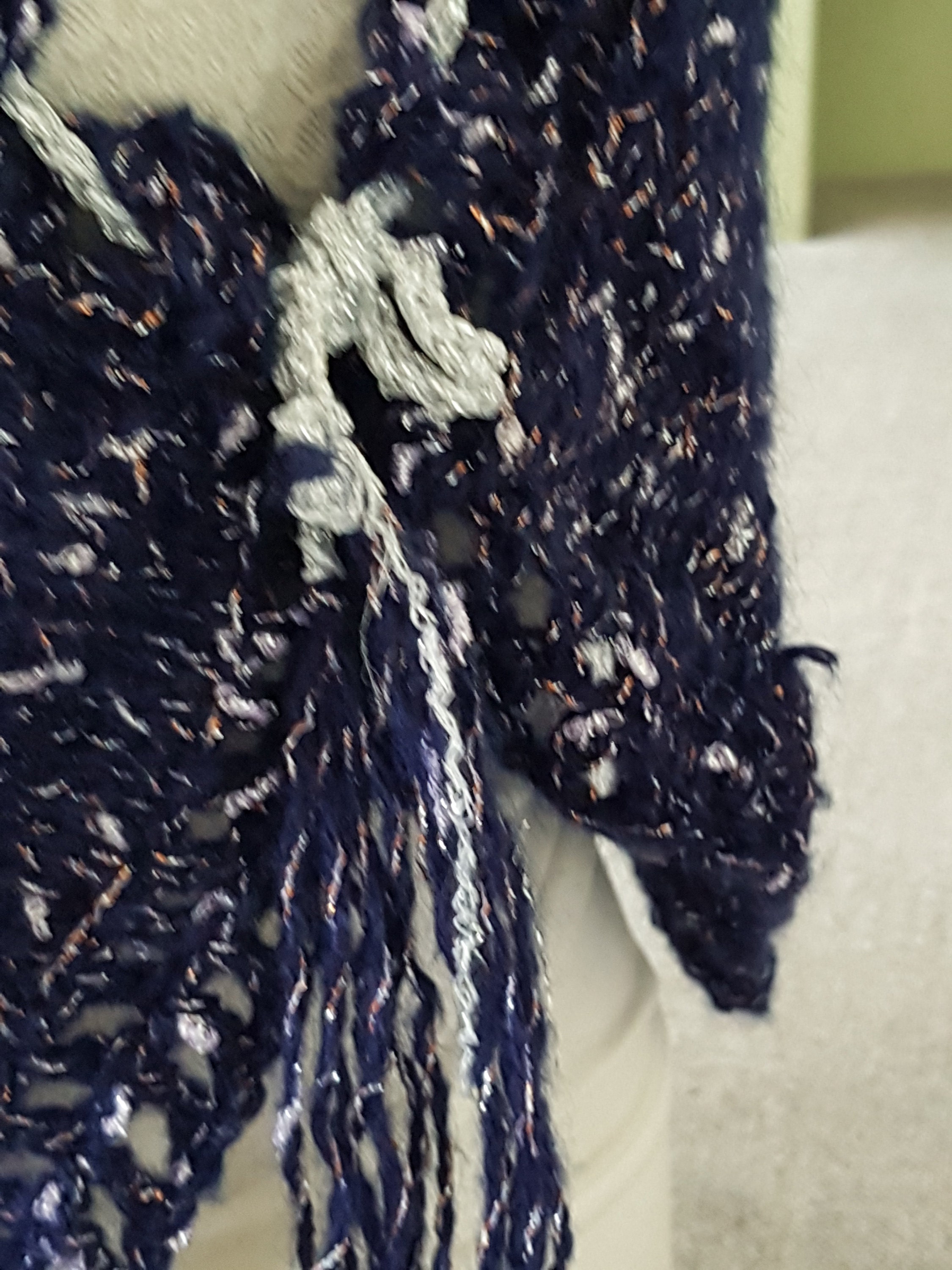 Glamorous Navy/silver Chic Top Edgy Artistic Creative Warms Shoulders ...