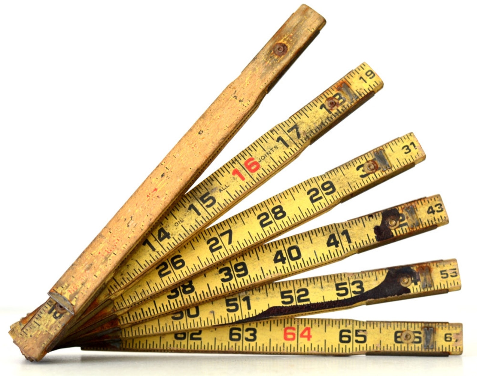 Vintage Mason's Folding Ruler Measuring Tape Wood & Brass | Etsy