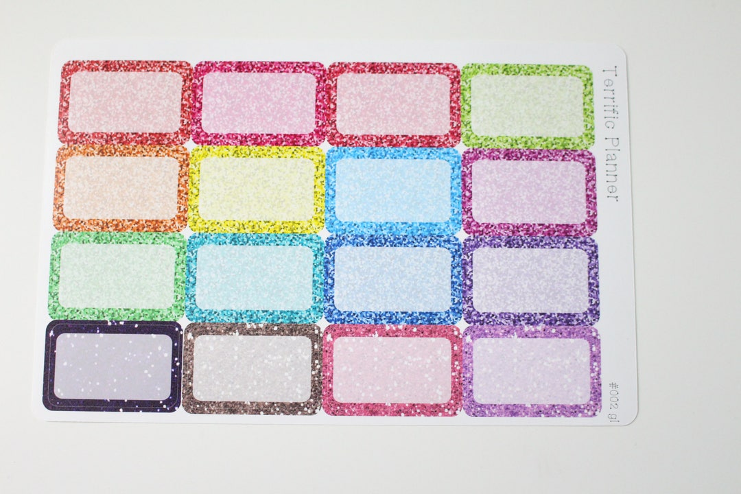 Glitter Half Box Planner Stickers: Colorful Labels (16 Count) - Etsy