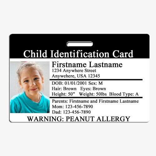 Kids Custom ID Card - Etsy