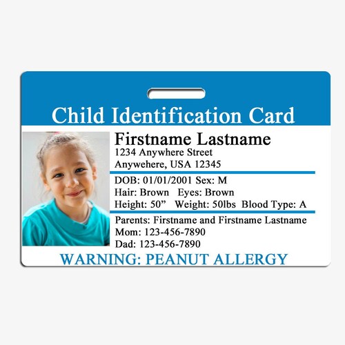 Kids Custom ID Card - Etsy