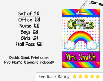 Rainbow Theme Classroom Hall Passes for Teachers | Etsy