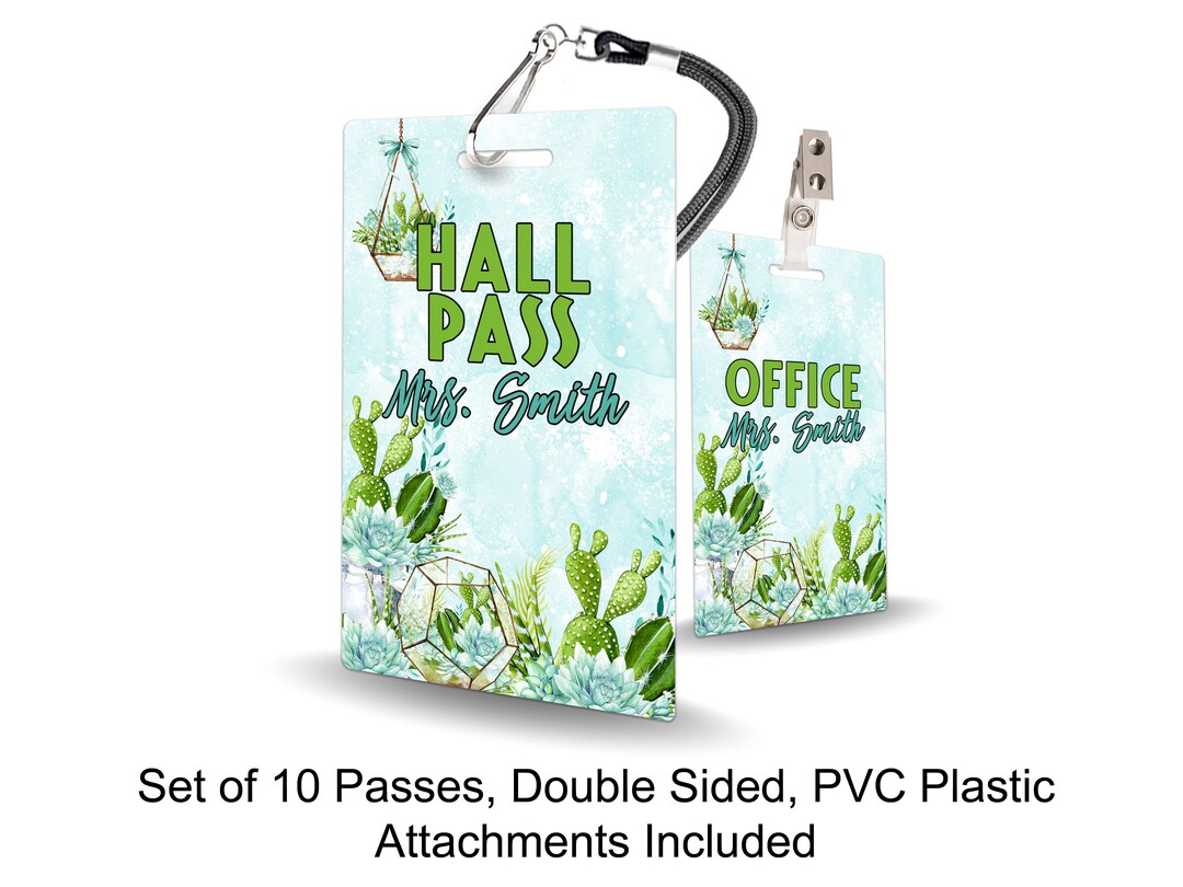 Succulent Terrarium Theme Classroom Hall Passes for Teachers ...
