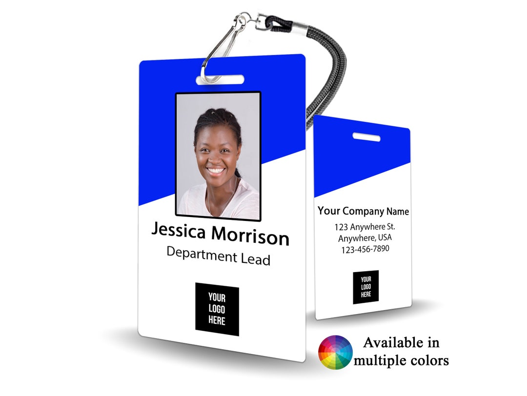 Diagonal Modern ID Badge - Custom Badge, Modern ID, Personalized Badge ...
