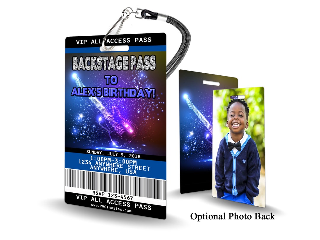 Backstage Pass Birthday Invitation PLASTIC Backstage Pass Birthday ...